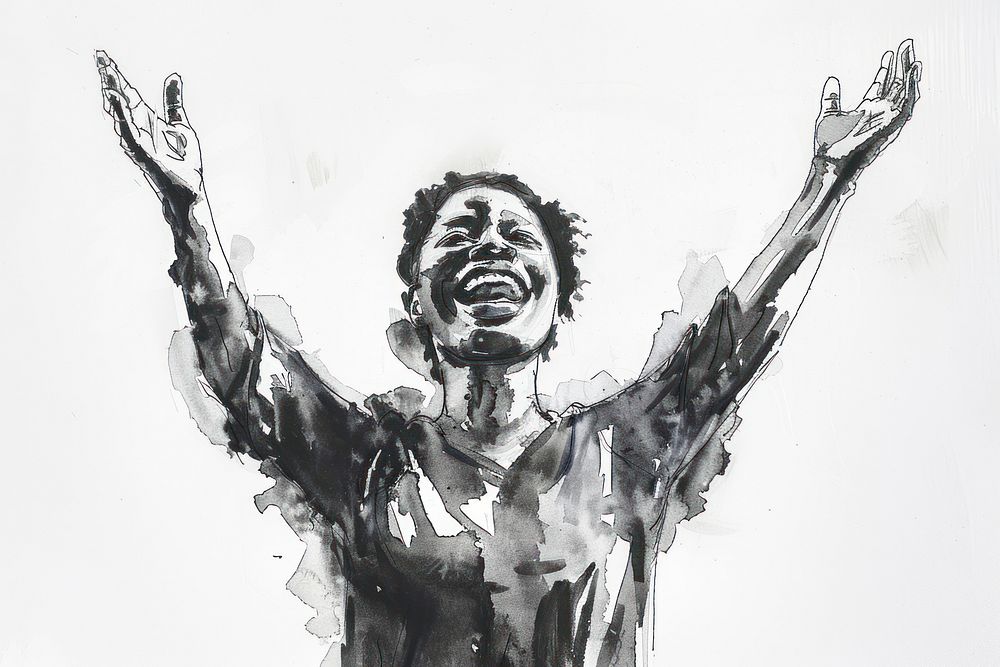 Monochromatic excited african american woman | Free Photo Illustration ...