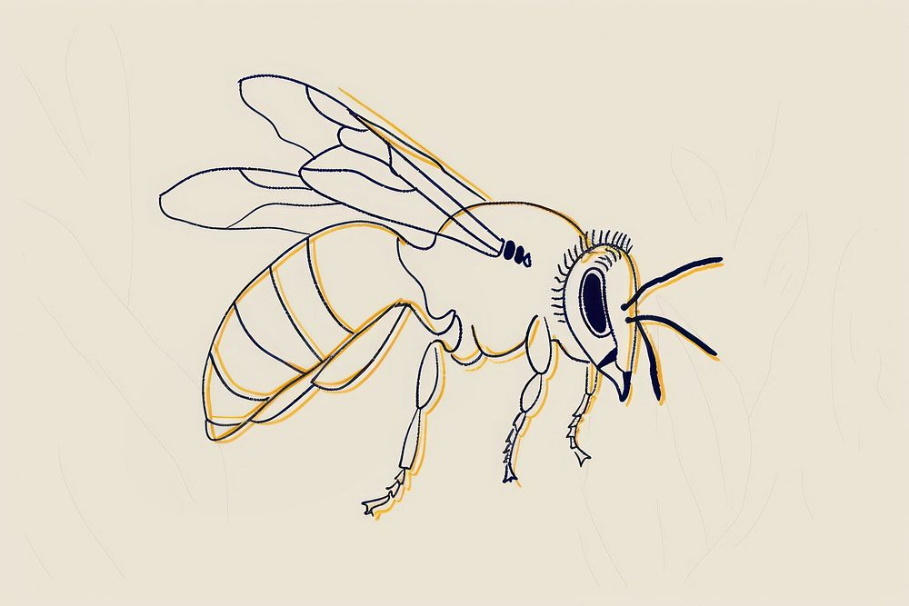 Single line drawing bee animal | Free Photo Illustration - rawpixel