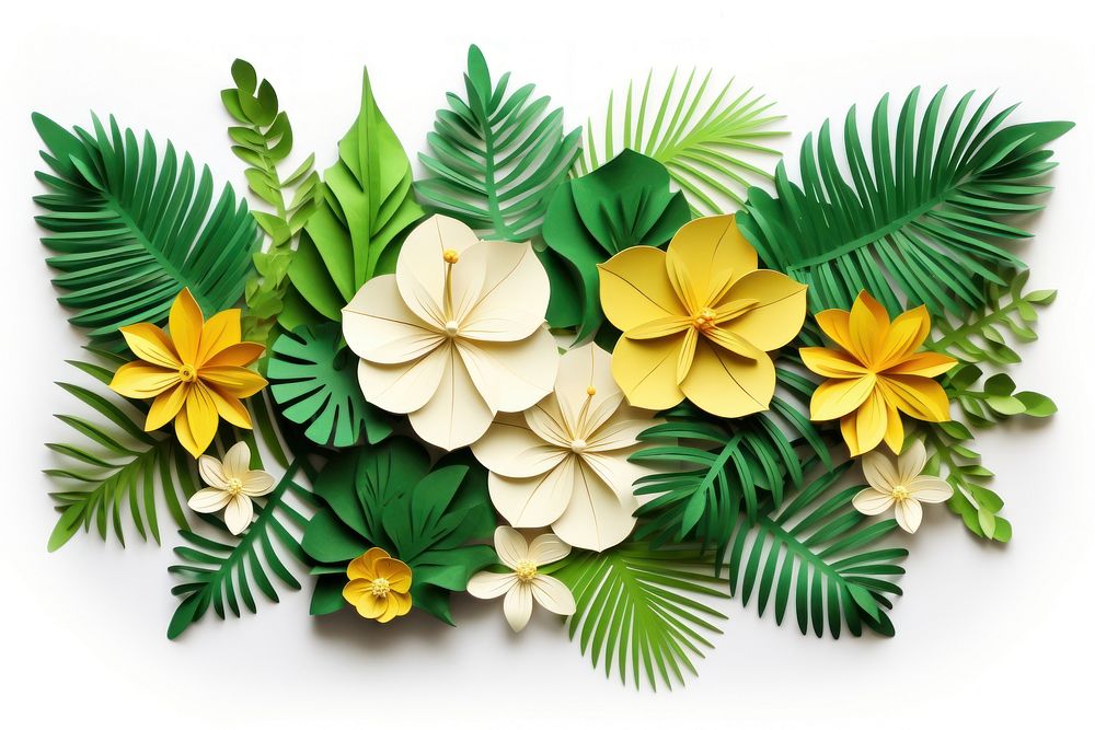 Tropical plants flower origami paper. | Free Photo - rawpixel