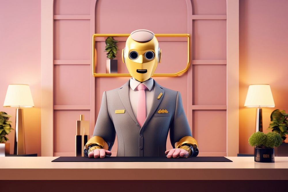 3d robot receptionist adult representation | Premium Photo Illustration ...