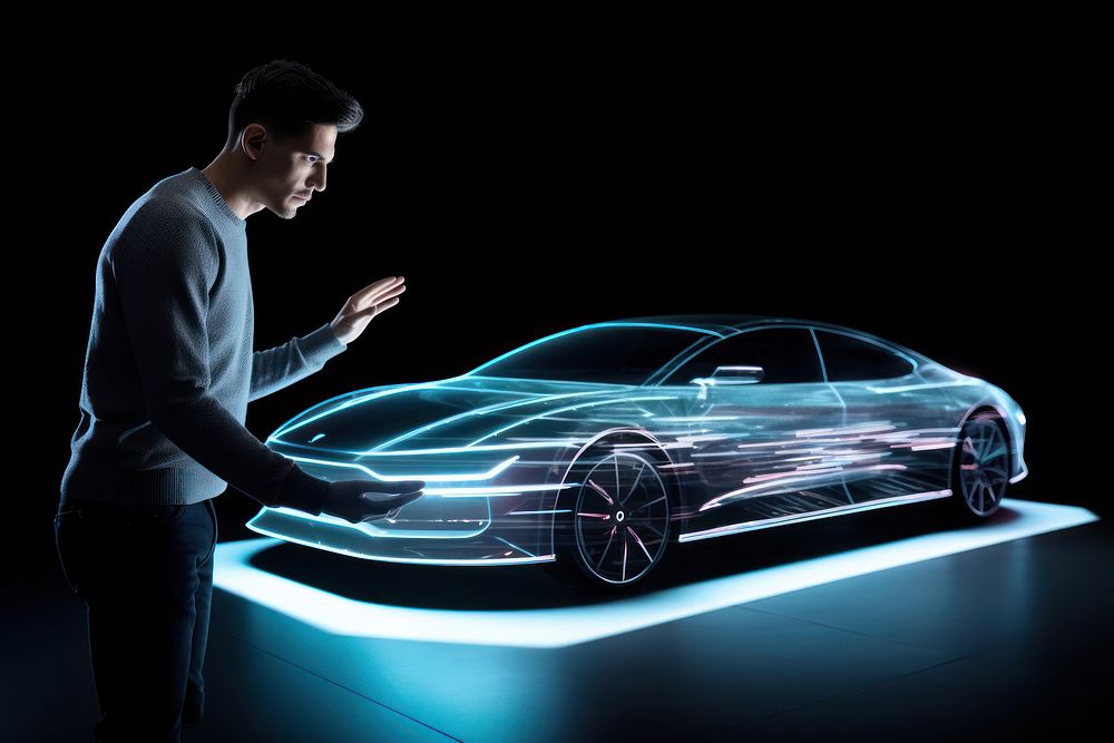 man looks hologram car vehicle | Free Photo - rawpixel