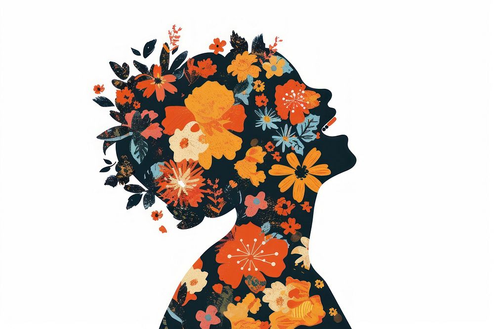 Person singing flower pattern person. | Free Photo Illustration - rawpixel