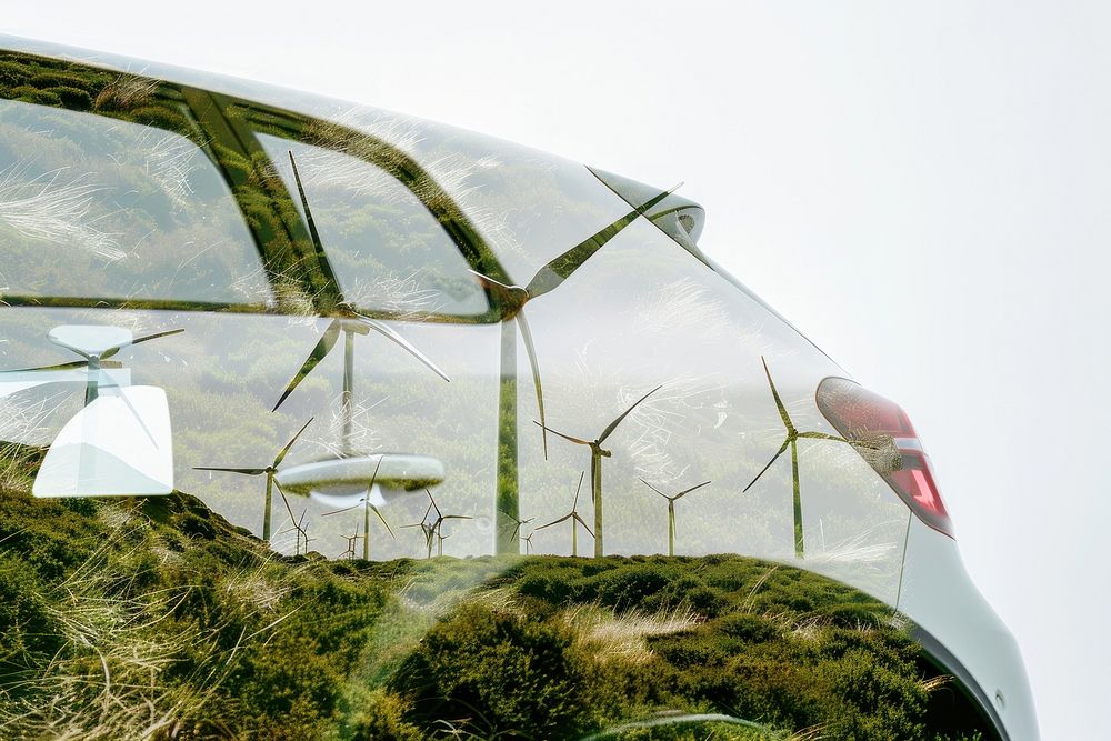 Eco car wind turbines windmill | Free Photo - rawpixel