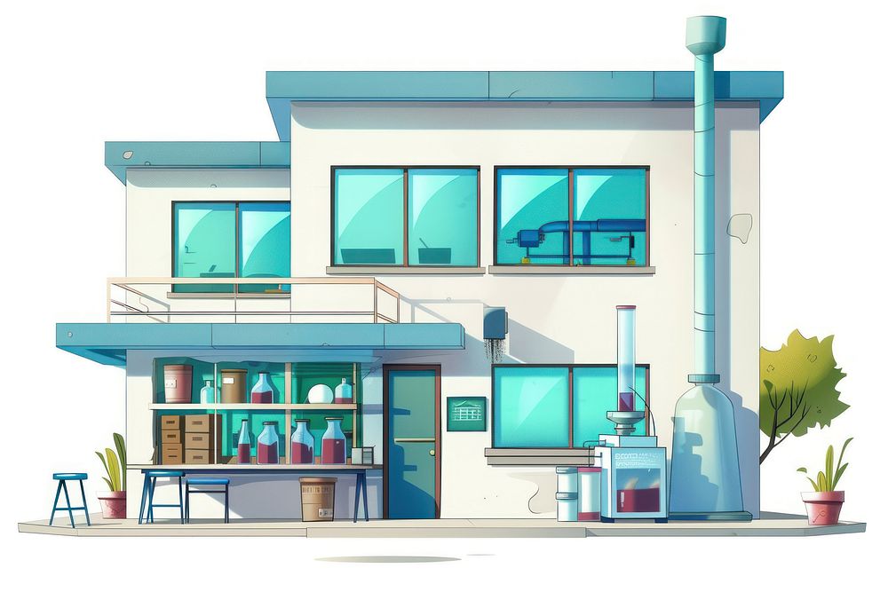 Cartoon laboratory architecture building house. | Free Photo ...