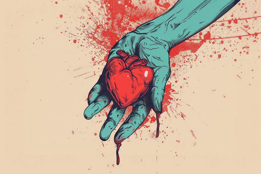 Drawing hand holding broken heart | Free Photo Illustration - rawpixel