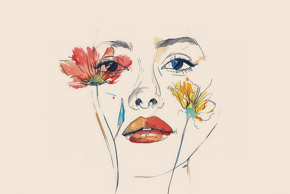 Drawing flower face art painting | Premium Photo Illustration - rawpixel