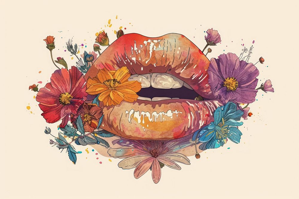 Drawing flower lips art creativity | Premium Photo Illustration - rawpixel