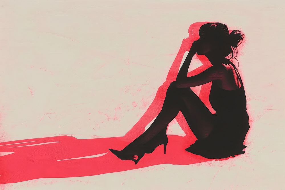 Drawing woman sitting shadow adult | Free Photo Illustration - rawpixel