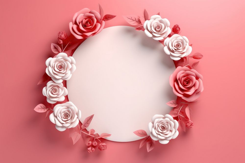 3d rose circle frame flower | Free Photo Illustration - rawpixel