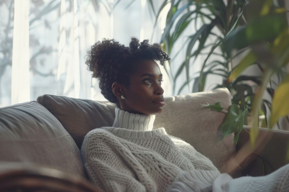 Black woman sweater clothing knitwear. | Free Photo - rawpixel