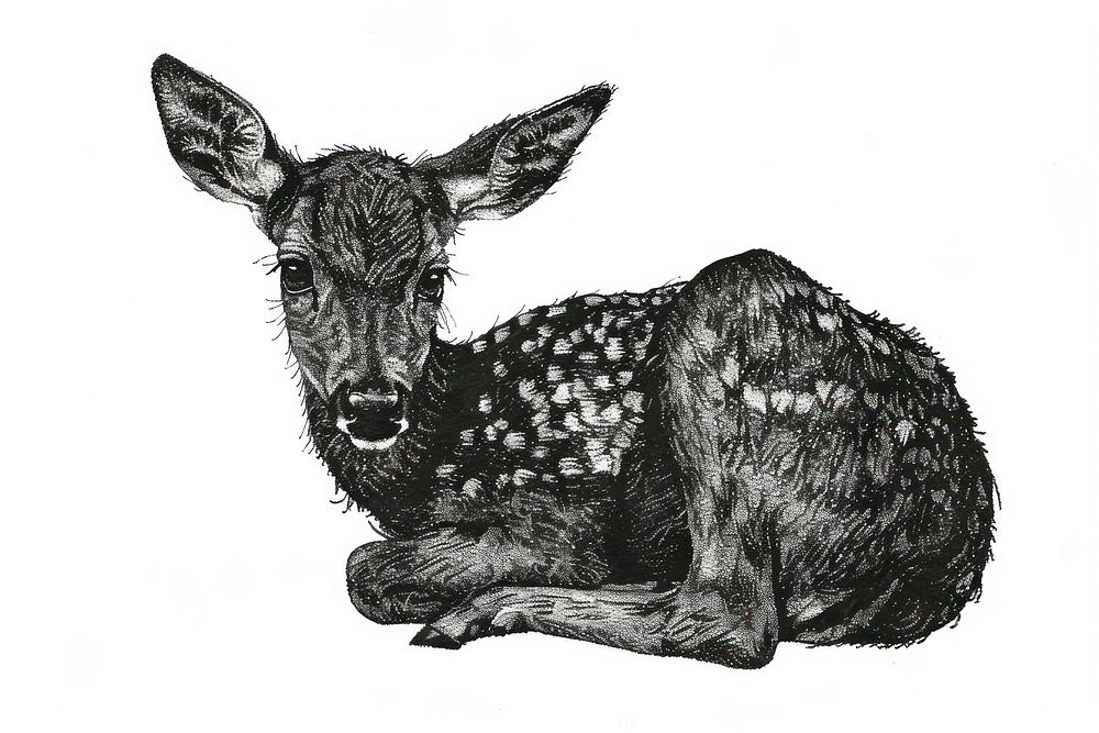 Ink drawing Elf deer illustrated | Free Photo Illustration - rawpixel