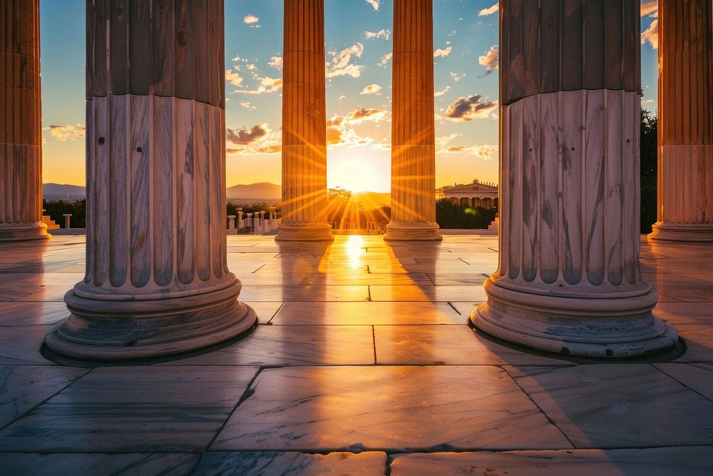 Ionic marble columns sun architecture | Free Photo - rawpixel
