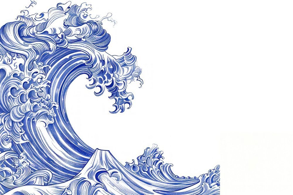 Vintage drawing wave Hand illustrated | Free Photo Illustration - rawpixel