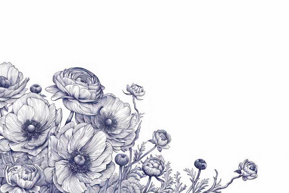 Vintage drawing ranunculus flowers illustrated | Free Photo ...