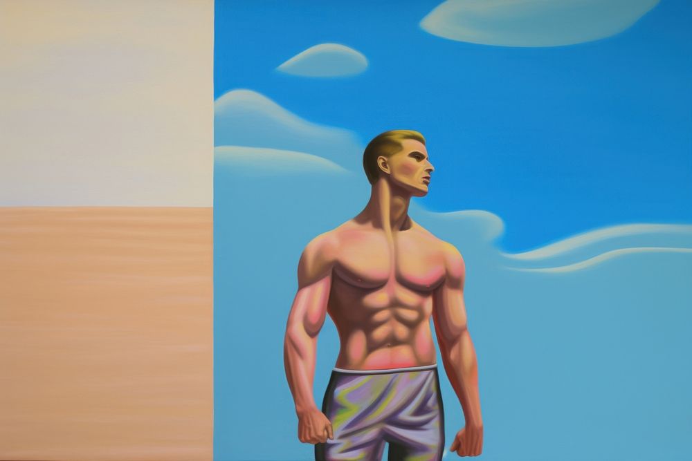 Male fitness painting art person. | Free Photo Illustration - rawpixel