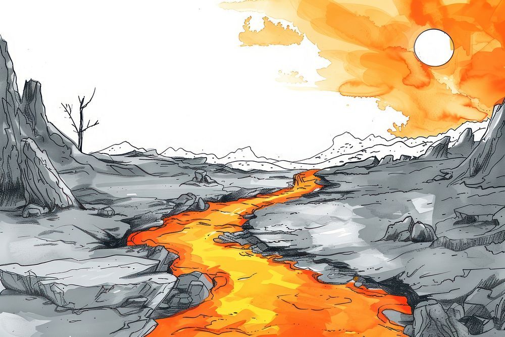 Volcanic lava river mountain outdoors | Free Photo Illustration - rawpixel