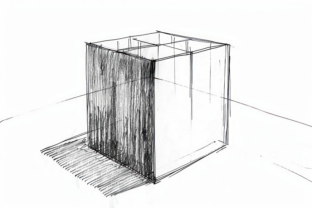 Solid metal cube drawing illustrated | Free Photo Illustration - rawpixel