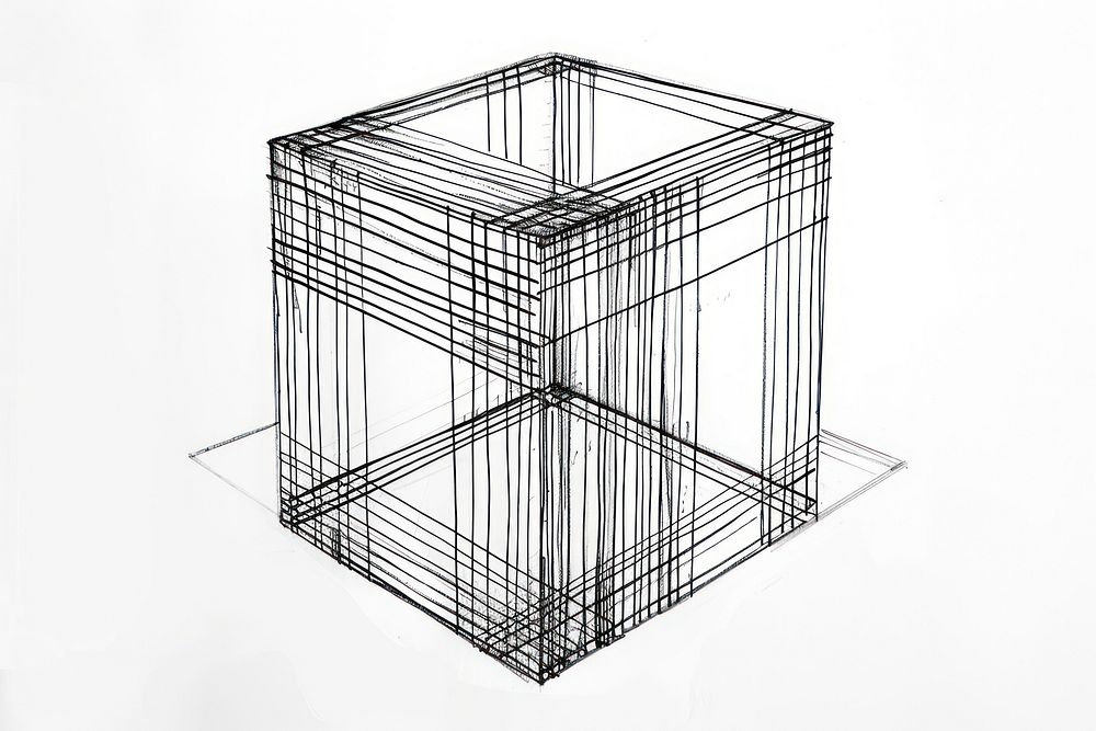 Solid metal cube drawing illustrated | Free Photo Illustration - rawpixel