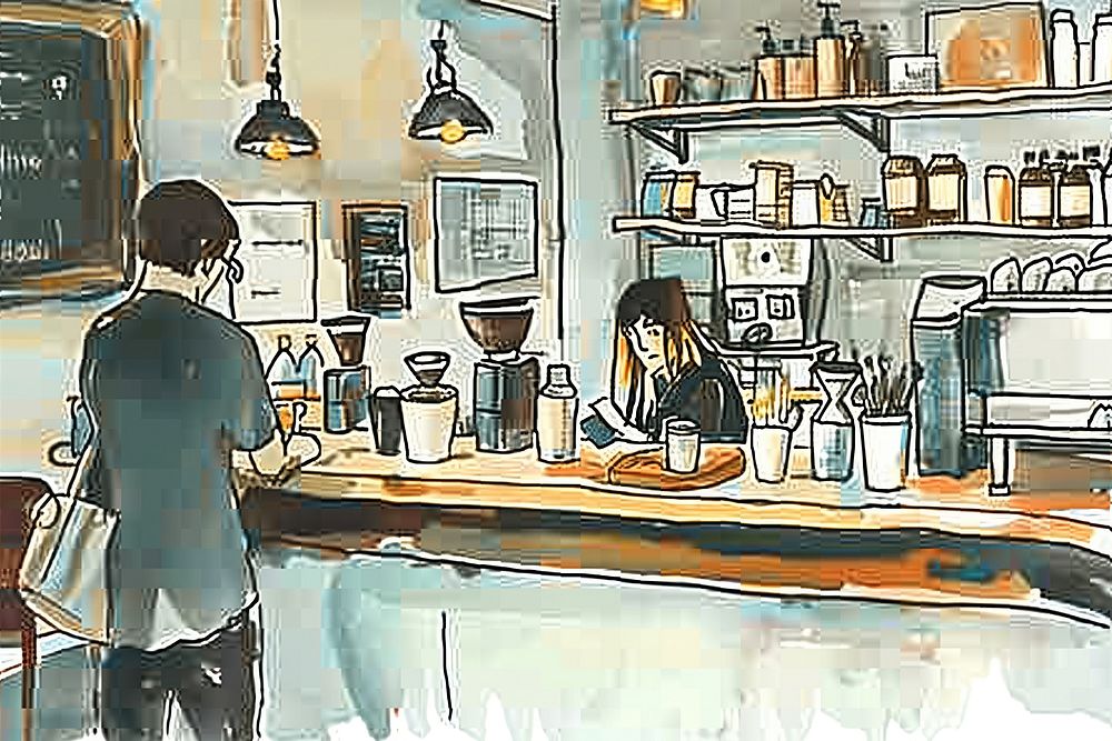 Busy coffee shop electronics restaurant | Free Photo Illustration ...