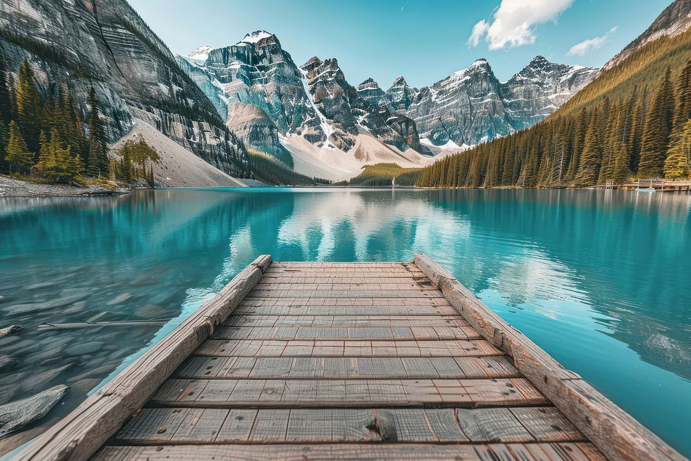 Dock Moraine Lake landscape water | Free Photo - rawpixel