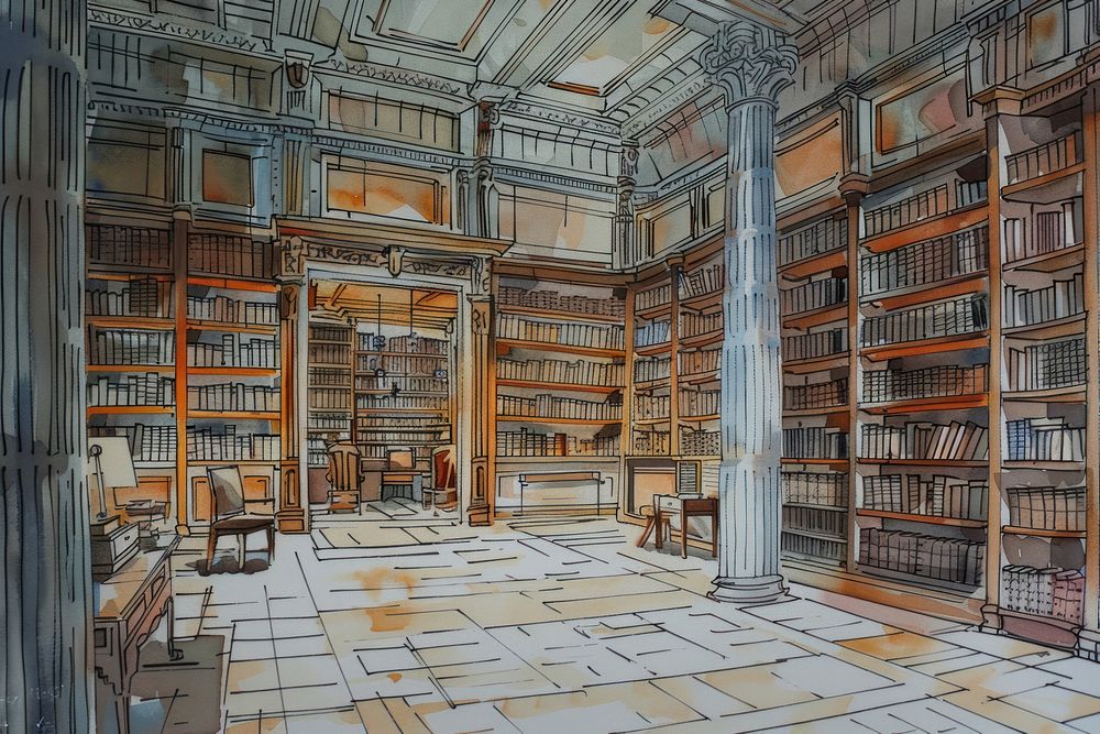 Majestic grand library publication furniture | Free Photo Illustration ...