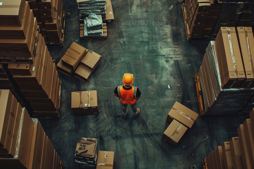 Photo top view worker orange | Free Photo - rawpixel