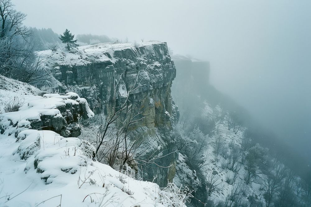 Cliff landscape winter cliff outdoors | Free Photo - rawpixel