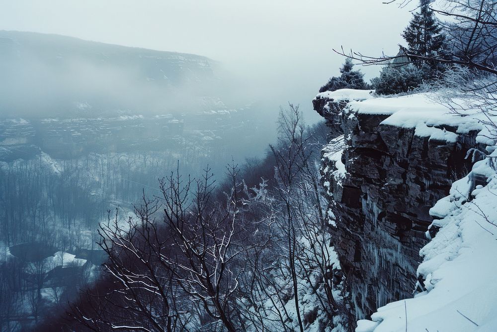 Cliff landscape winter cliff vegetation | Free Photo - rawpixel