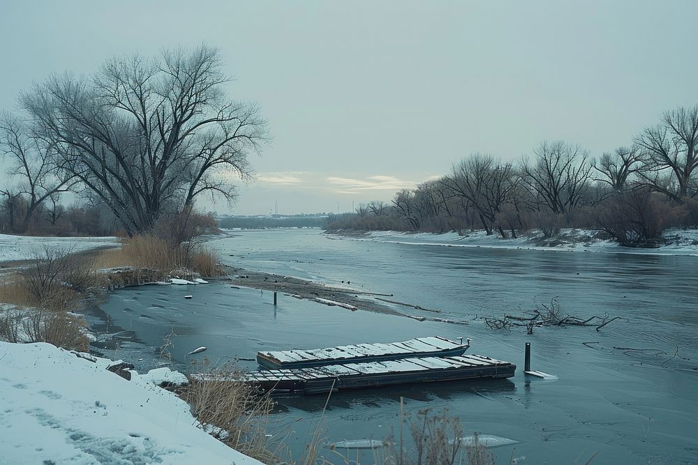 Landscape winter riverside transportation waterfront | Free Photo ...