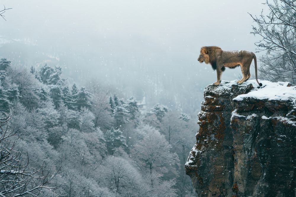 Lion Cliff landscape winter cliff | Free Photo - rawpixel