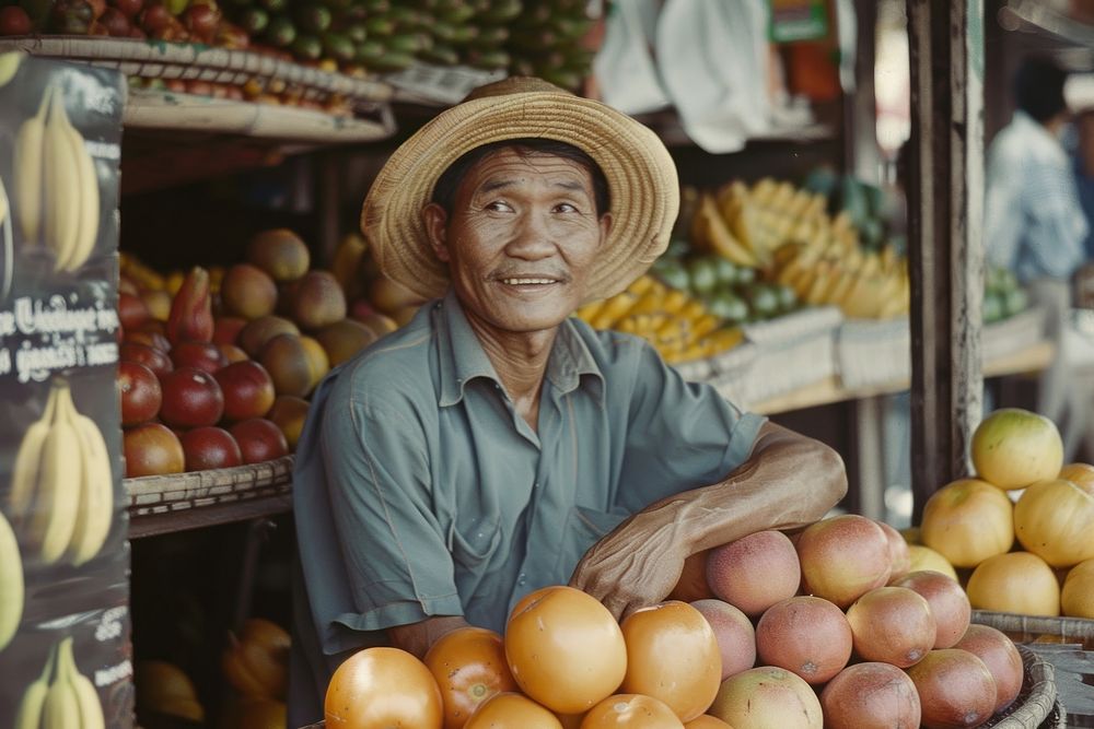 Thai merchant market fruit clothing. | Free Photo - rawpixel