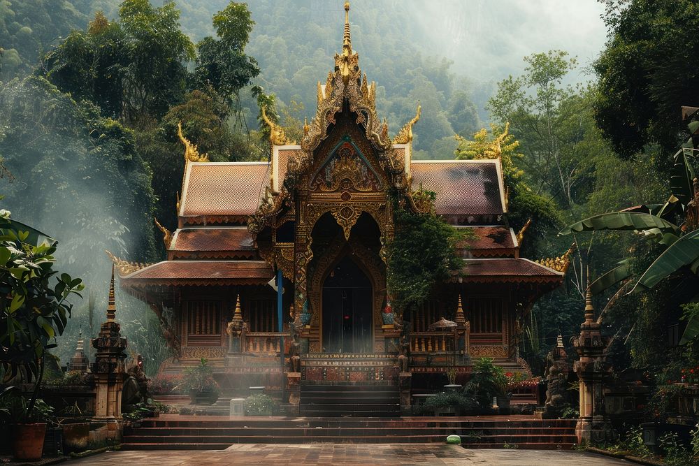 Thai temple architecture building worship. | Free Photo - rawpixel