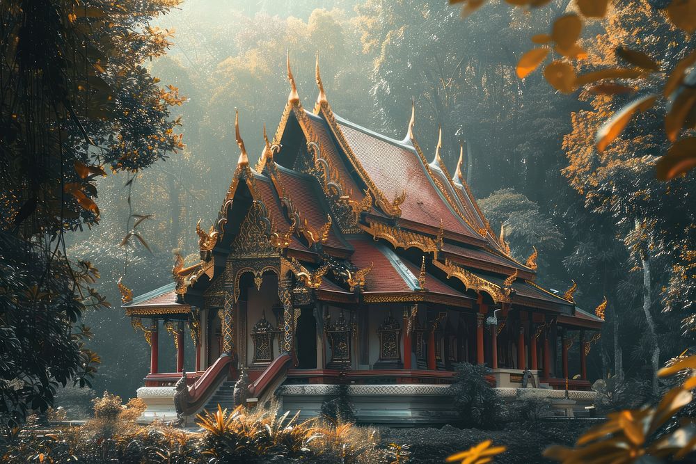 Thai temple architecture building outdoors. | Free Photo - rawpixel