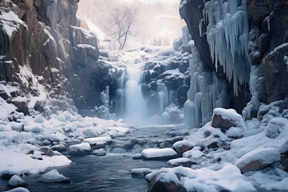 Winter ice waterfall outdoors mountain | Free Photo - rawpixel