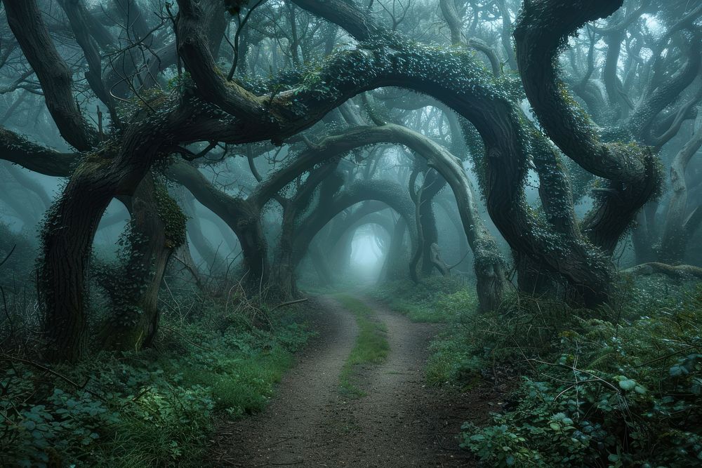 Scary forest tree path vegetation. | Free Photo - rawpixel