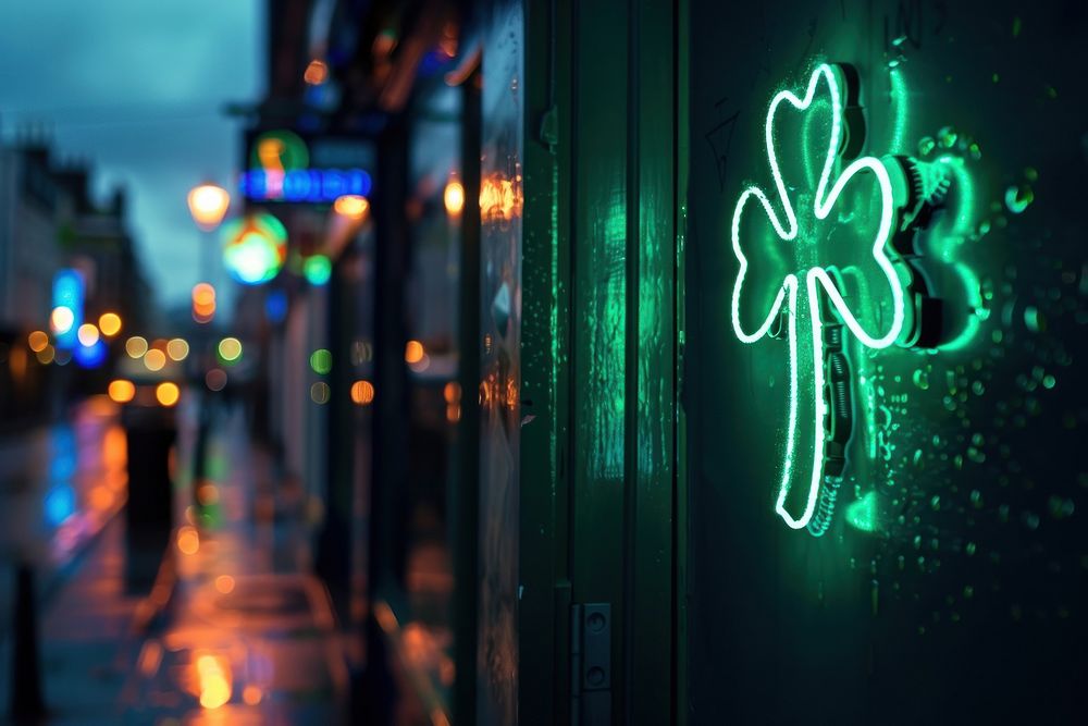 Shamrock neon light street urban | Free Photo - rawpixel