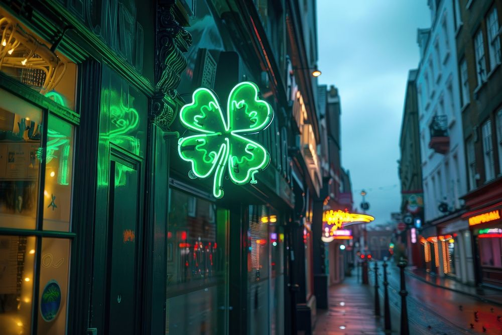 Shamrock neon light street dublin | Free Photo - rawpixel