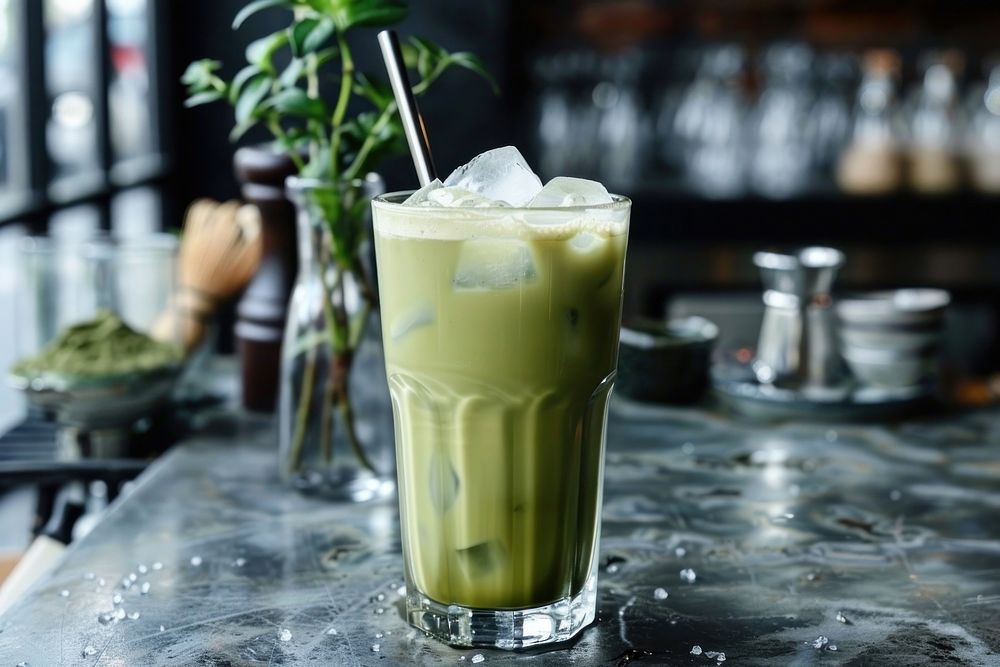 Ice Matcha latte beverage person | Free Photo - rawpixel