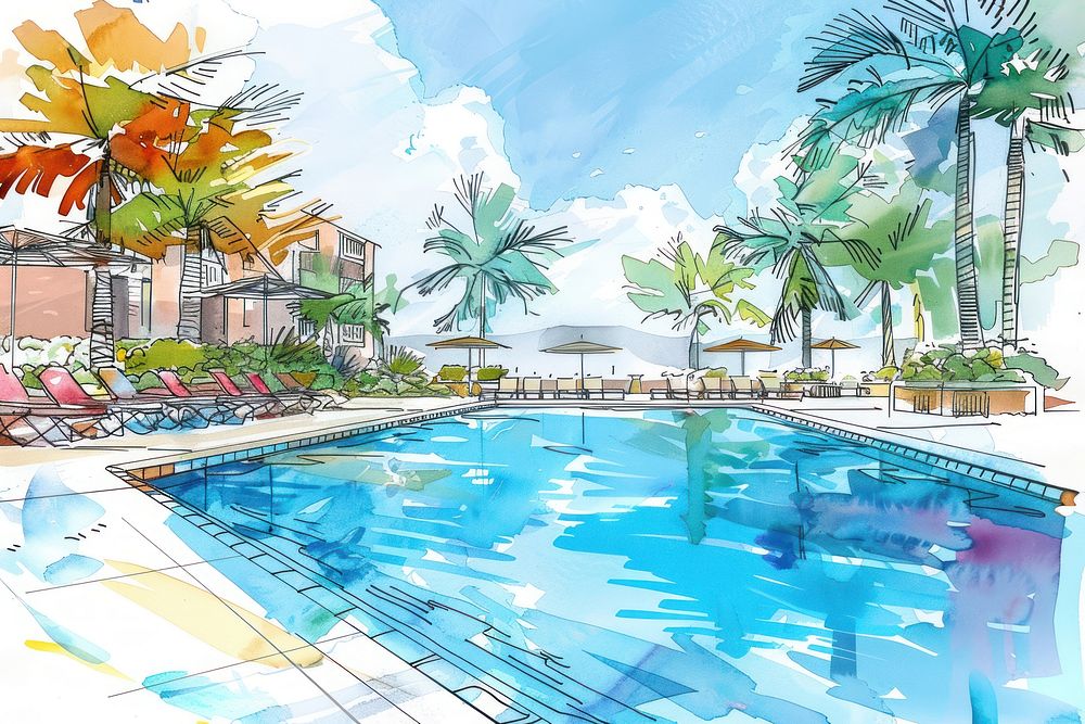 Swimming pool resort water architecture. | Free Photo Illustration ...