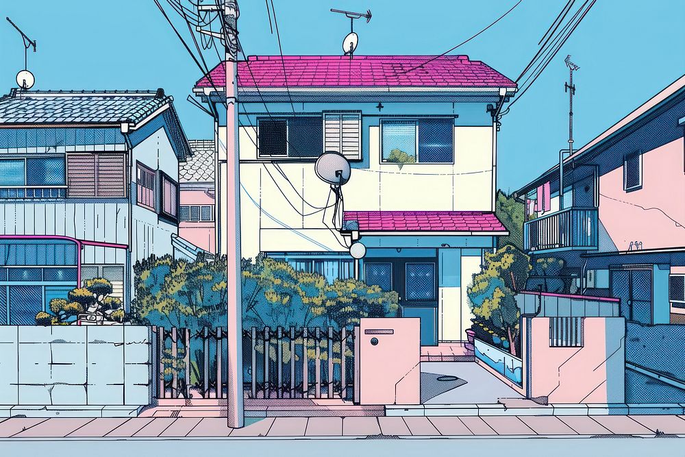 Japanese home city neighborhood architecture. | Free Photo Illustration ...