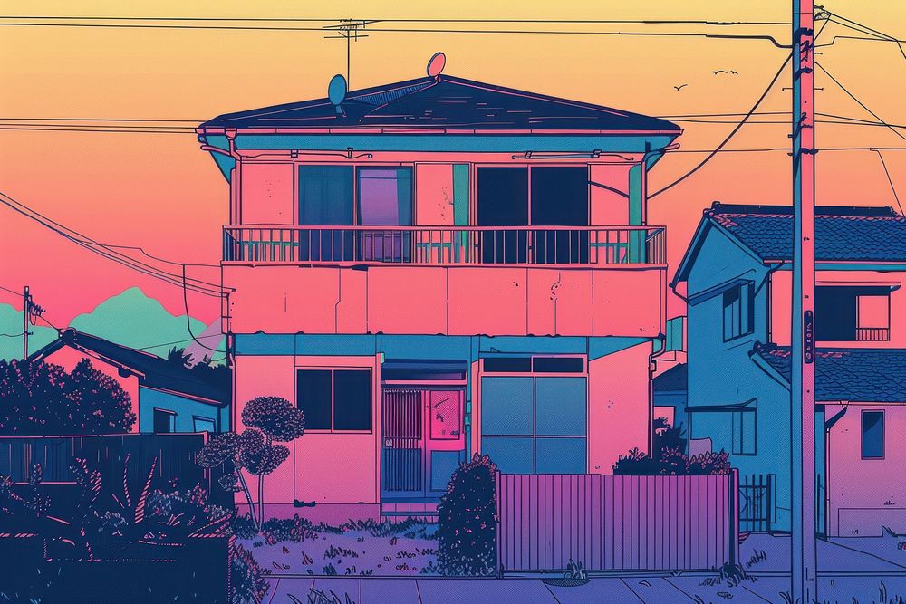 Japanese home city neighborhood outdoors. | Free Photo Illustration ...