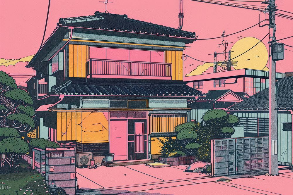 Japanese home city neighborhood architecture. | Free Photo Illustration ...