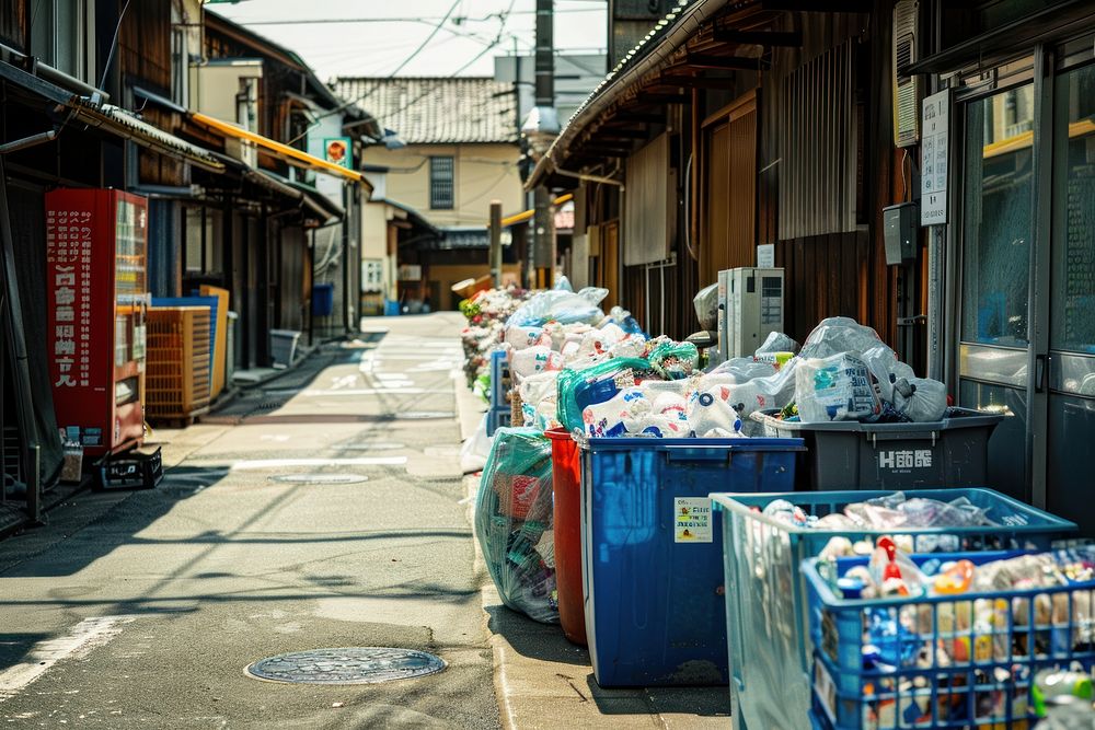Clean waste sorting Japan alleyway | Free Photo - rawpixel