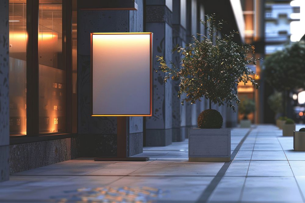Sign mockups lighting sidewalk pavement. | Free Photo - rawpixel