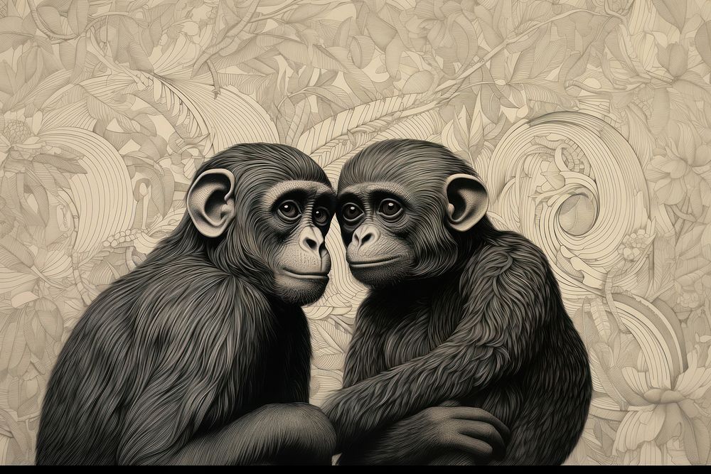 Monkey couple monkey wildlife animal. | Free Photo Illustration - rawpixel
