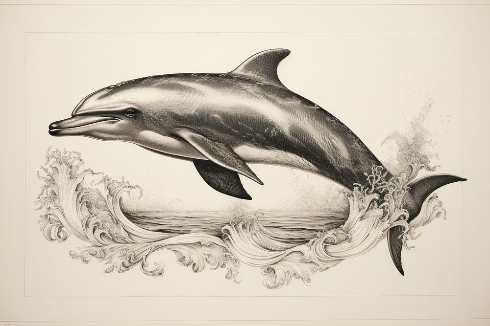 Dolphin drawing dolphin illustrated. | Free Photo Illustration - rawpixel