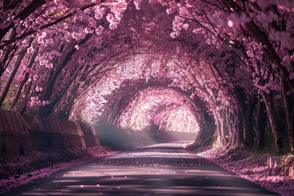 Photo cherry blossoms road outdoors | Premium Photo - rawpixel