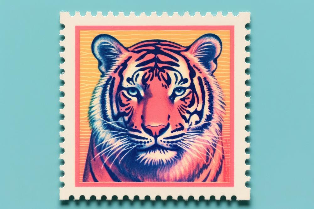 Tiger Risograph tiger wildlife animal. | Premium Photo Illustration - rawpixel