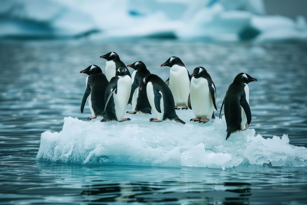 Penguins float ice floe outdoors | Premium Photo - rawpixel