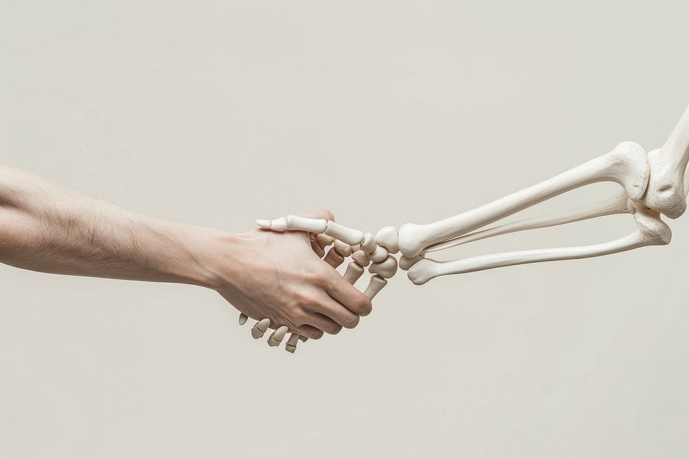 Skeleton shaking hand human person | Free Photo - rawpixel